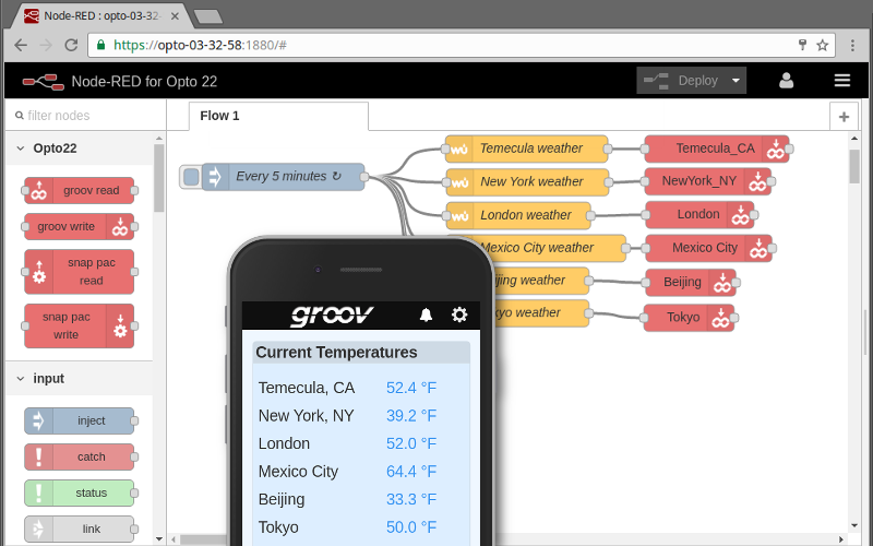 Node RED For Groov View Opto 22 Developer